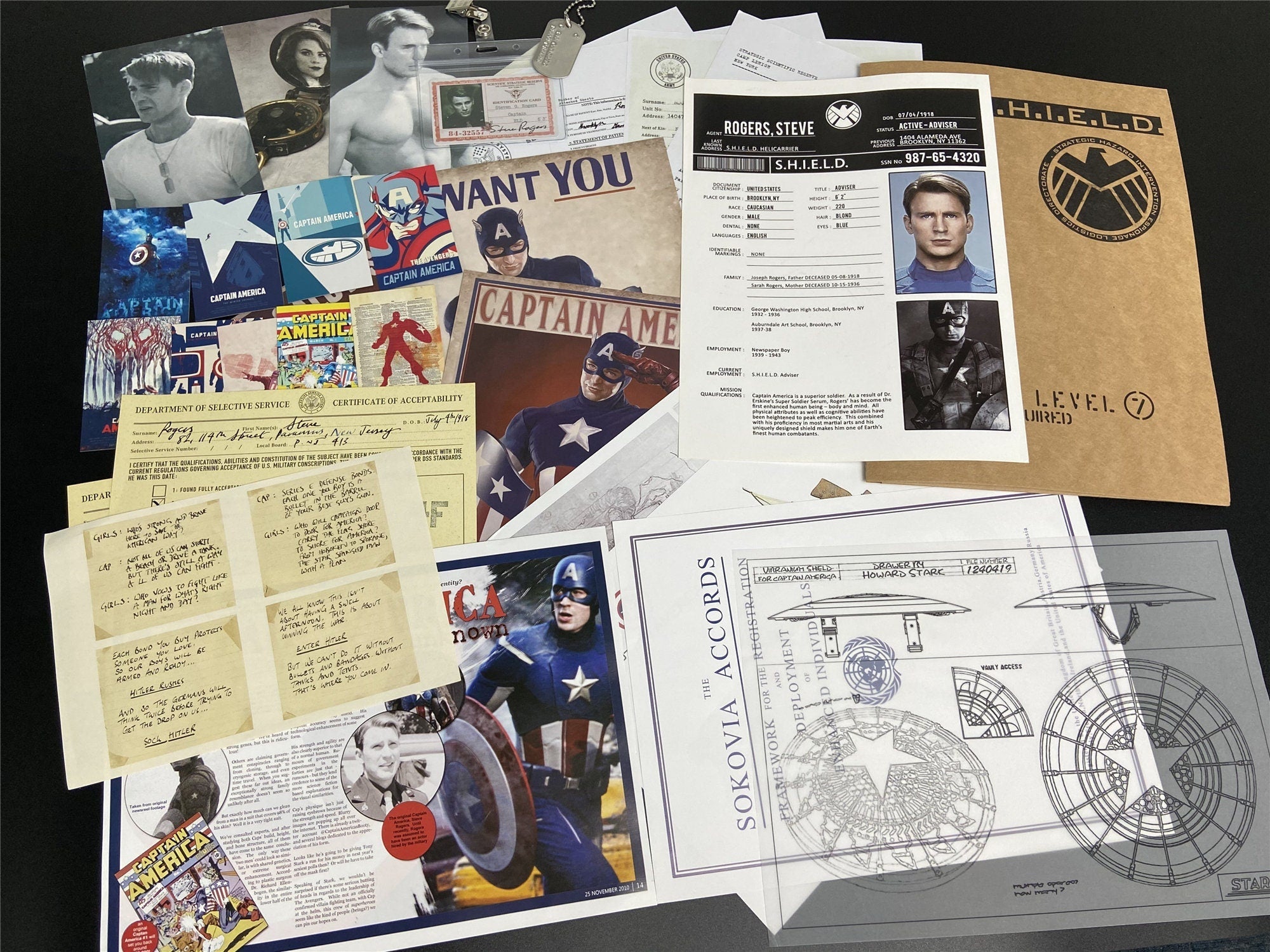 Captain America S.H.I.E.L.D. File Set - Marvel Paper Prop Archive ...